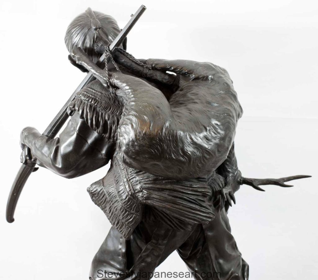 Huge Japanese Bronze Okimono Hunter On a Rootwood Base | Steve Sly ...
