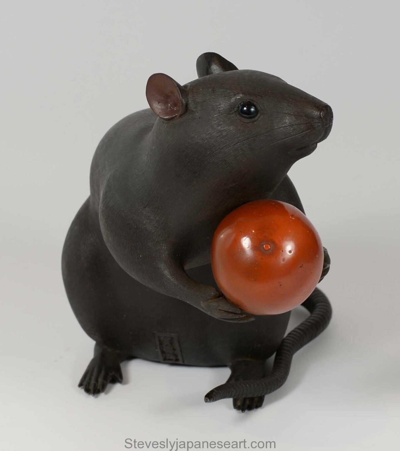 LARGE JAPANESE BRONZE RAT WITH PERSIMMON OKIMONO- SIGNED | Steve Sly ...