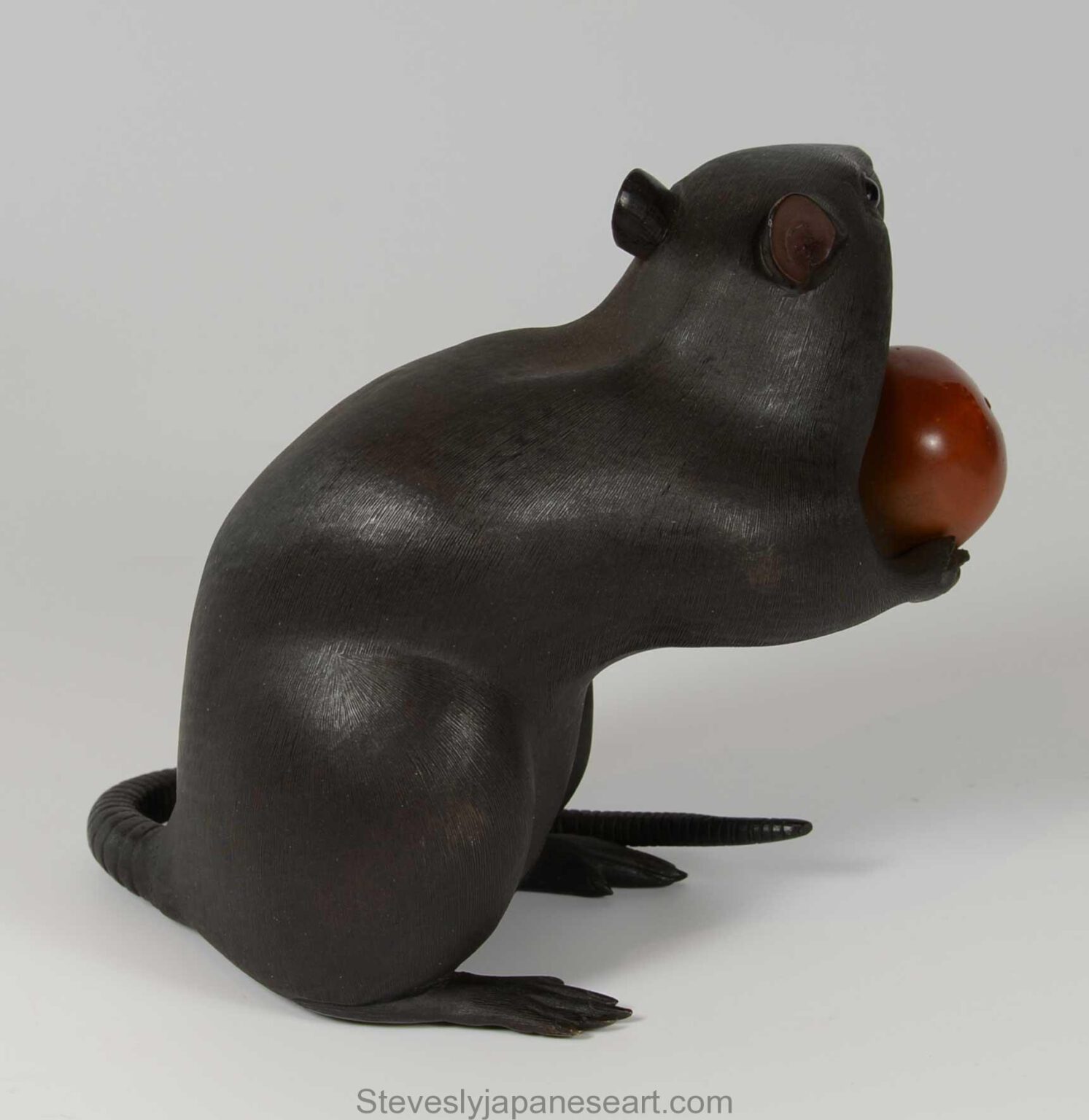 LARGE JAPANESE BRONZE RAT WITH PERSIMMON OKIMONO- SIGNED | Steve Sly ...