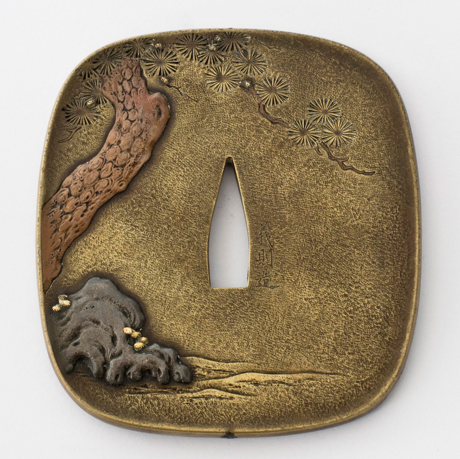Japanese Shibuichi & Mixed Metal Tsuba Cormorant Fisherman . | Steve ...