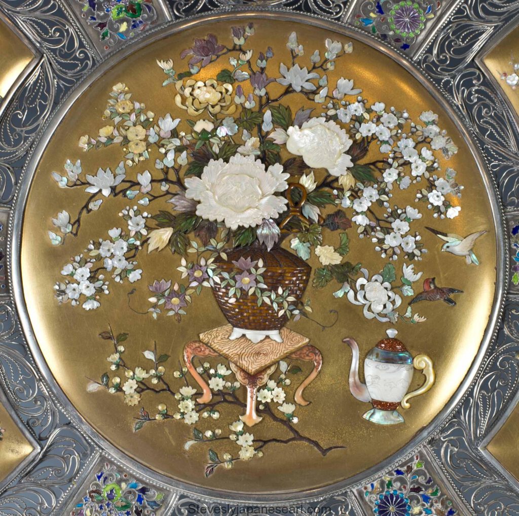 Large Japanese Shibayama Gold Lacquer Panel | Steve Sly Japanese Art