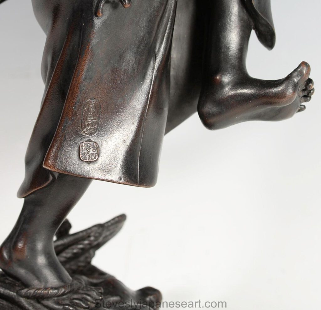 FASCINATING JAPANESE BRONZE OKIMONO "TOAD CATCHER" BY ATSUYOSHI FOR THE ...