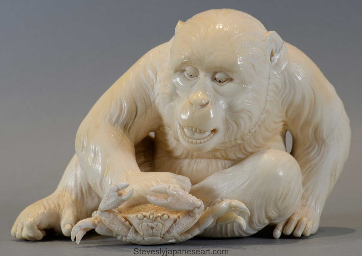 EXHIBITION QUALITY JAPANESE IVORY MONKEY OKIMONO BY IMPERIAL ARTIST ...