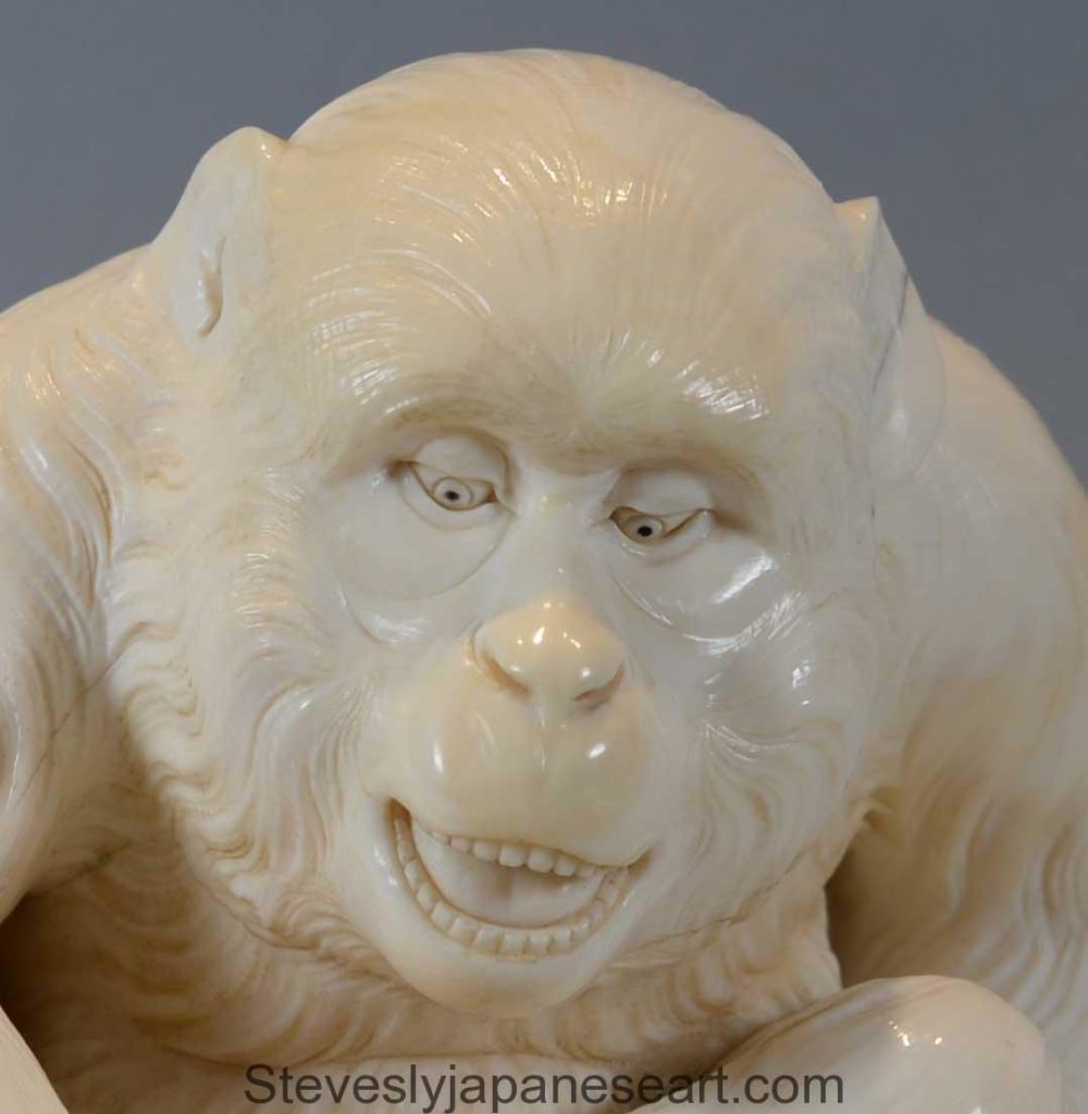 EXHIBITION QUALITY JAPANESE IVORY MONKEY OKIMONO BY IMPERIAL ARTIST ...