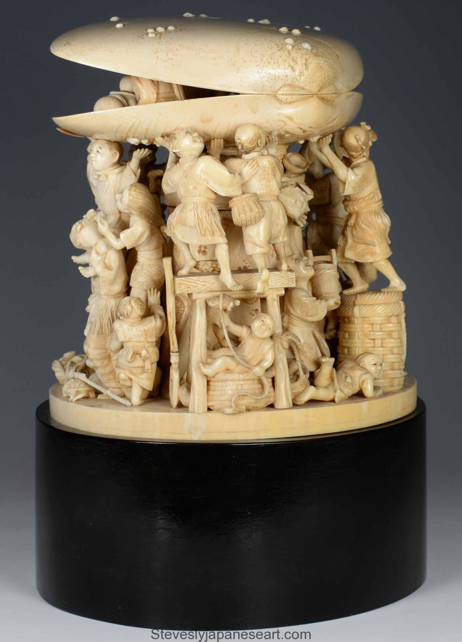 FABULOUS LARGE JAPANESE IVORY "CLAMS DREAM" OKIMONO BY MUNEMASA | Steve ...