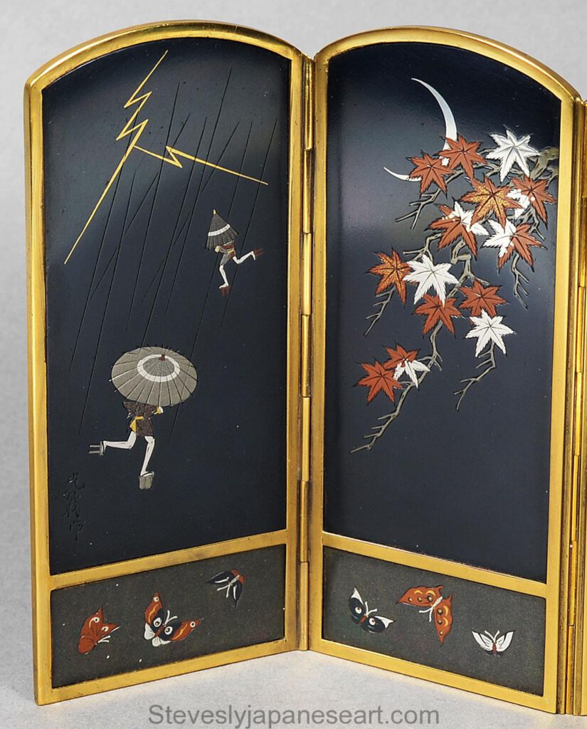 Japanese Shakudo and Mixed Metal Table Screen - Nogawa | Steve Sly ...