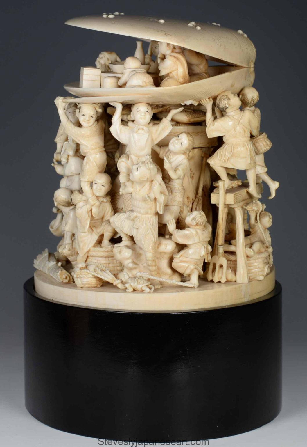 FABULOUS LARGE JAPANESE IVORY "CLAMS DREAM" OKIMONO BY MUNEMASA | Steve ...