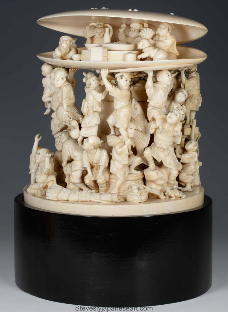 FABULOUS LARGE JAPANESE IVORY "CLAMS DREAM" OKIMONO BY MUNEMASA | Steve ...