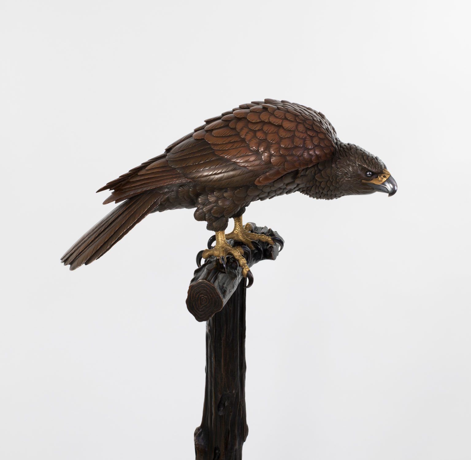 Sensational Japanese Bronze Hawk On Stand Koro by Maruki | Steve Sly ...