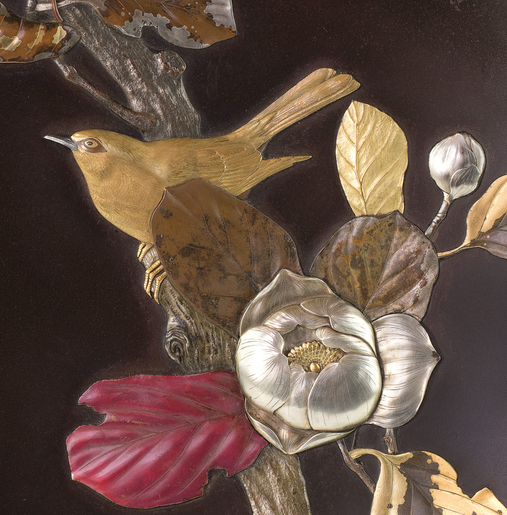 Captivating Japanese Bronze and Mixed Metal Plaque by Yoshitoshi ...