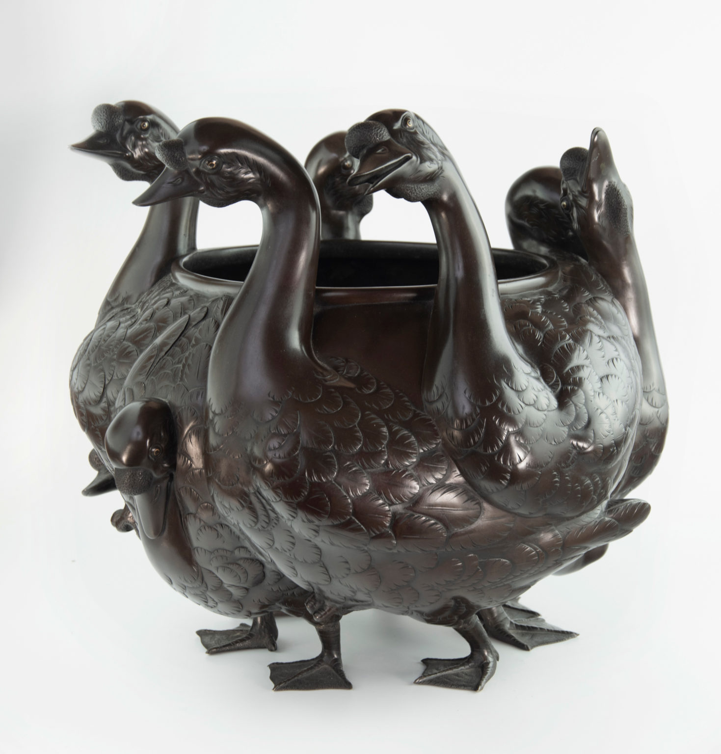 Captivating Japanese Bronze Goose Jardiniere by Seiya | Steve Sly ...