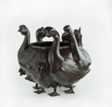 Captivating Japanese Bronze Goose Jardiniere by Seiya | Steve Sly ...