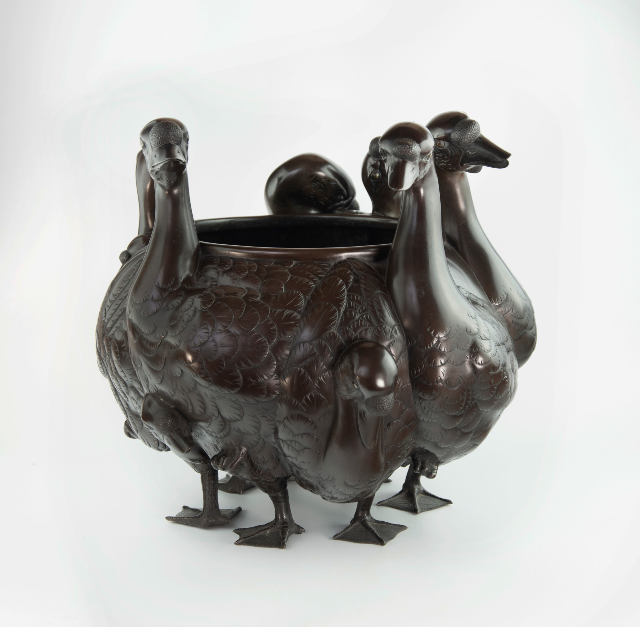 Captivating Japanese Bronze Goose Jardiniere by Seiya | Steve Sly ...