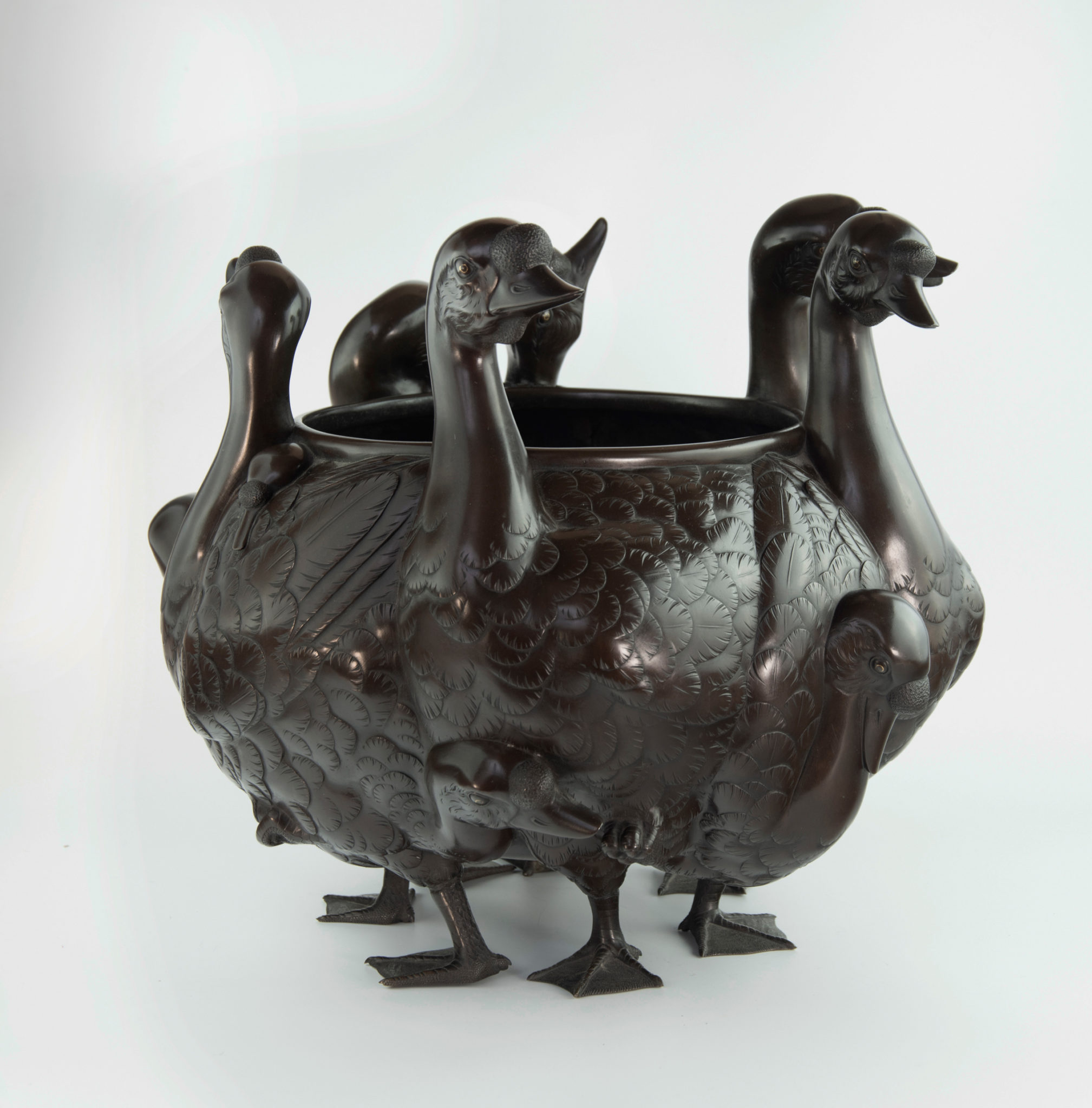 Captivating Japanese Bronze Goose Jardiniere by Seiya | Steve Sly ...