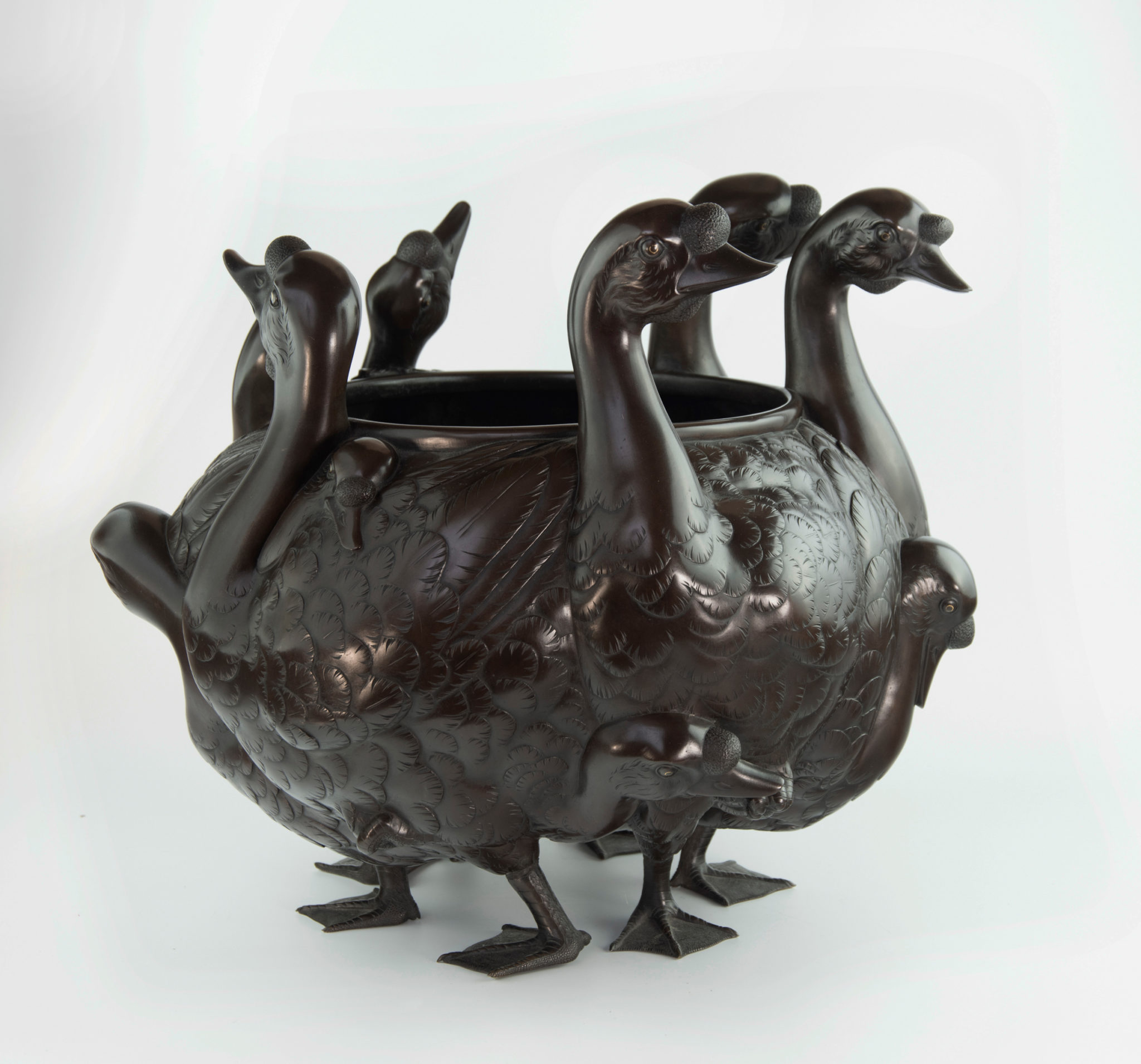 Captivating Japanese Bronze Goose Jardiniere by Seiya | Steve Sly ...