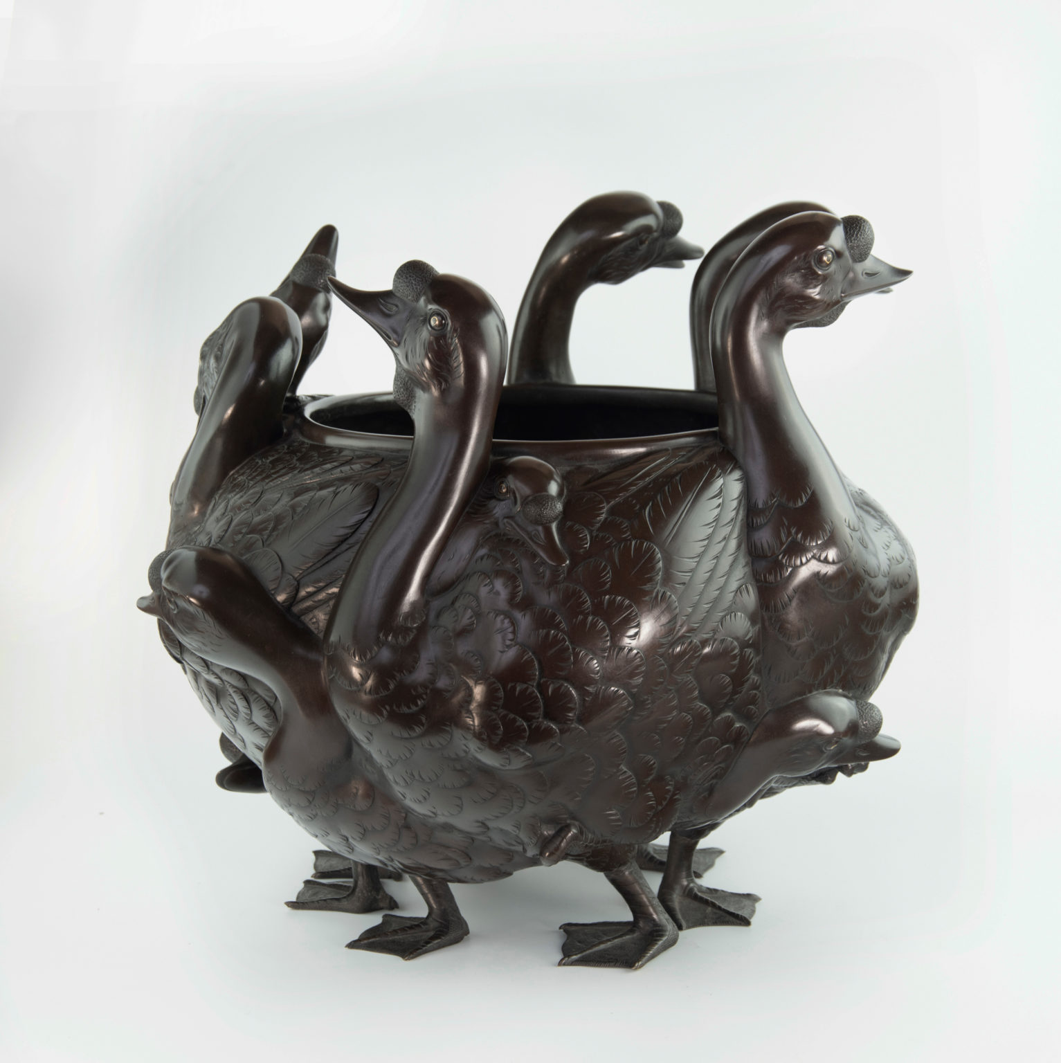 Captivating Japanese Bronze Goose Jardiniere by Seiya | Steve Sly ...