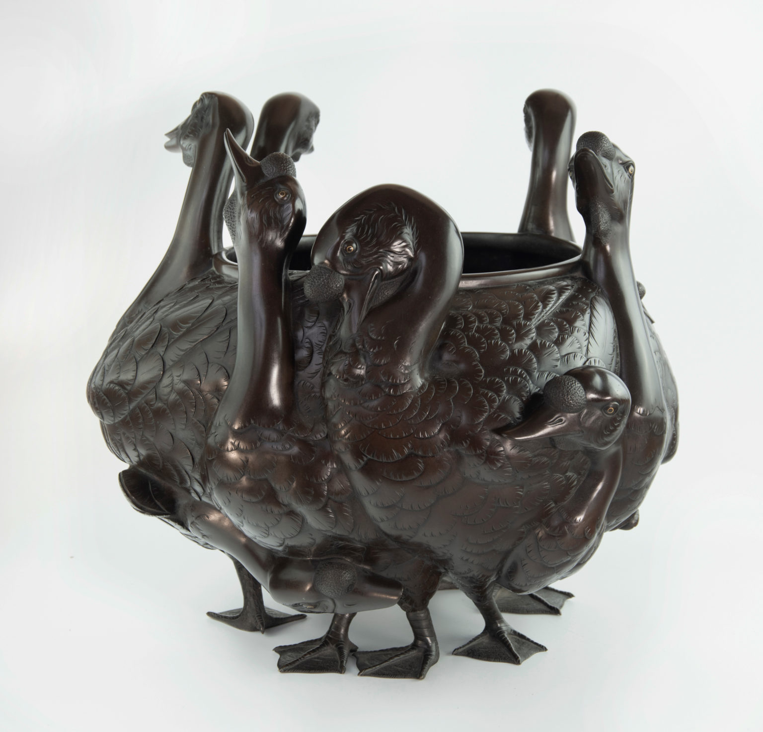 Captivating Japanese Bronze Goose Jardiniere by Seiya | Steve Sly ...