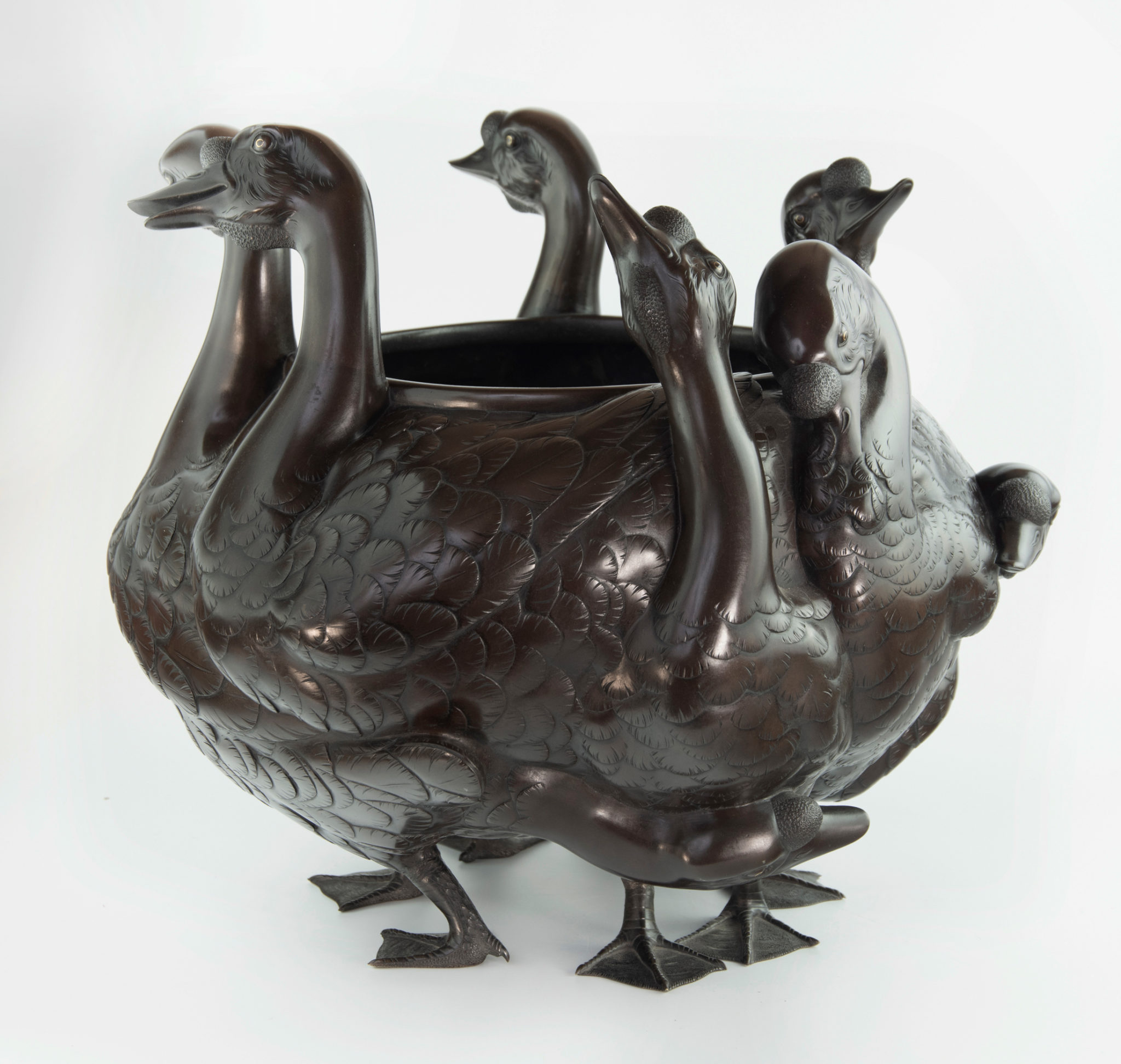 Captivating Japanese Bronze Goose Jardiniere by Seiya | Steve Sly ...