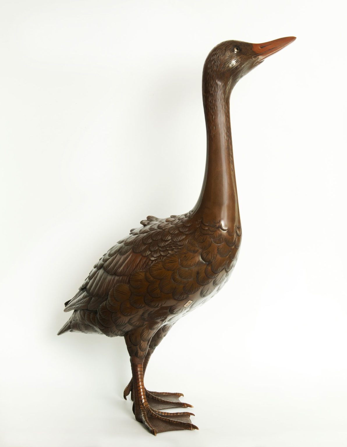 Life Size Japanese Bronze Runner Duck Okimono- Artist Signed | Steve ...