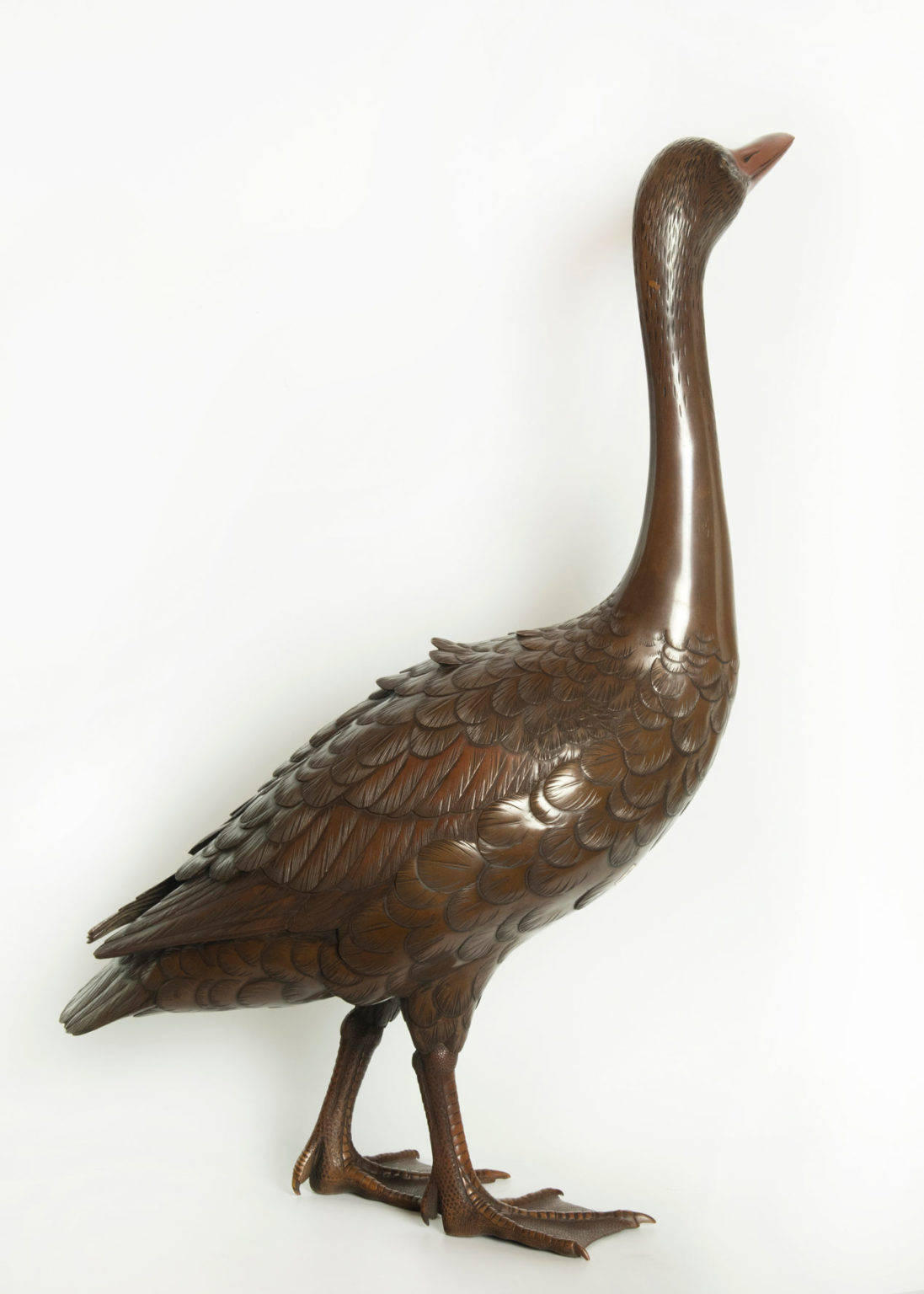 Life Size Japanese Bronze Runner Duck Okimono- Artist Signed | Steve ...