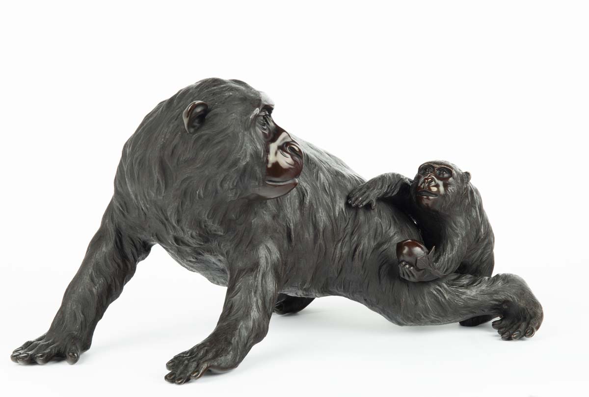 Large Japanese Bronze Monkey Okimono - Genryusai Seiya | Steve Sly ...