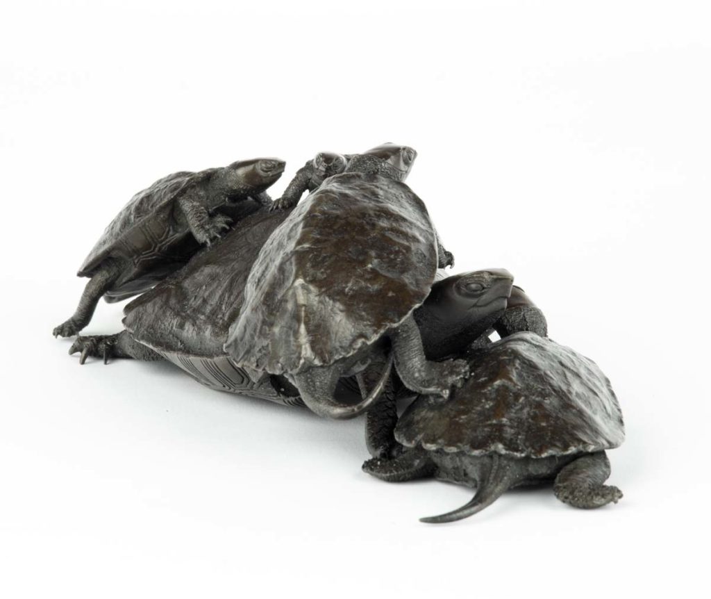 Charming Japanese Bronze Turtle Okimono by Seimin | Steve Sly Japanese Art
