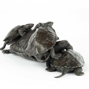 Charming Japanese Bronze Turtle Okimono by Seimin | Steve Sly Japanese Art