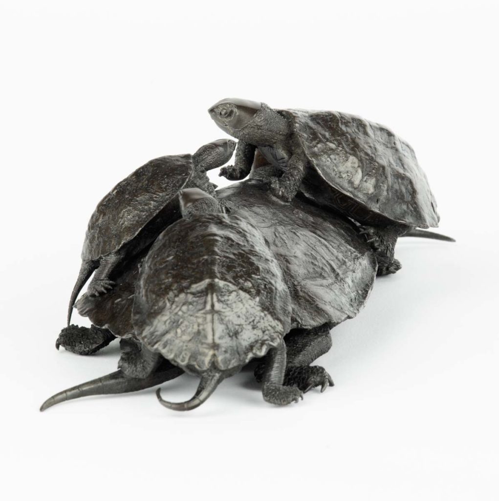Charming Japanese Bronze Turtle Okimono by Seimin | Steve Sly Japanese Art