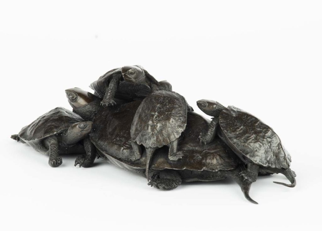 Charming Japanese Bronze Turtle Okimono by Seimin | Steve Sly Japanese Art