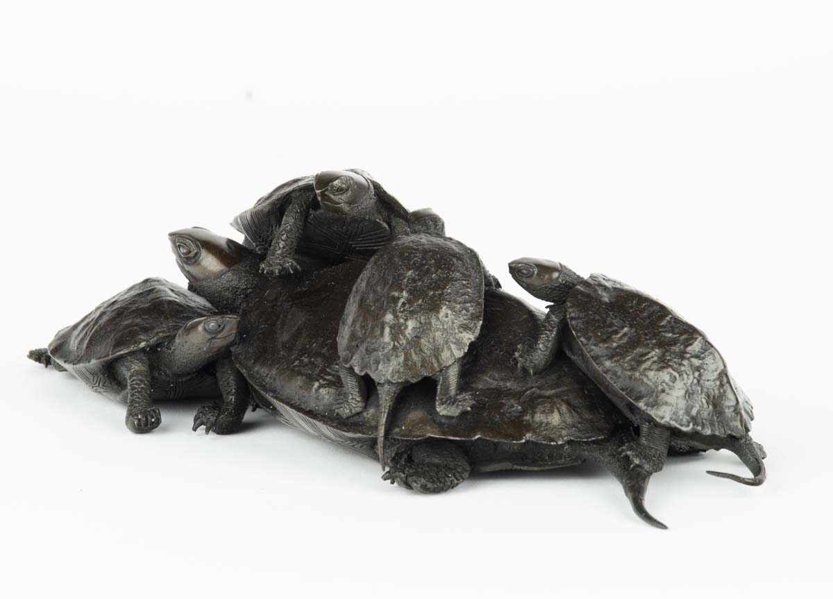 Charming Japanese Bronze Turtle Okimono by Seimin | Steve Sly Japanese Art