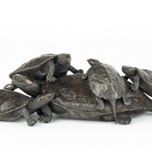 Charming Japanese Bronze Turtle Okimono by Seimin | Steve Sly Japanese Art