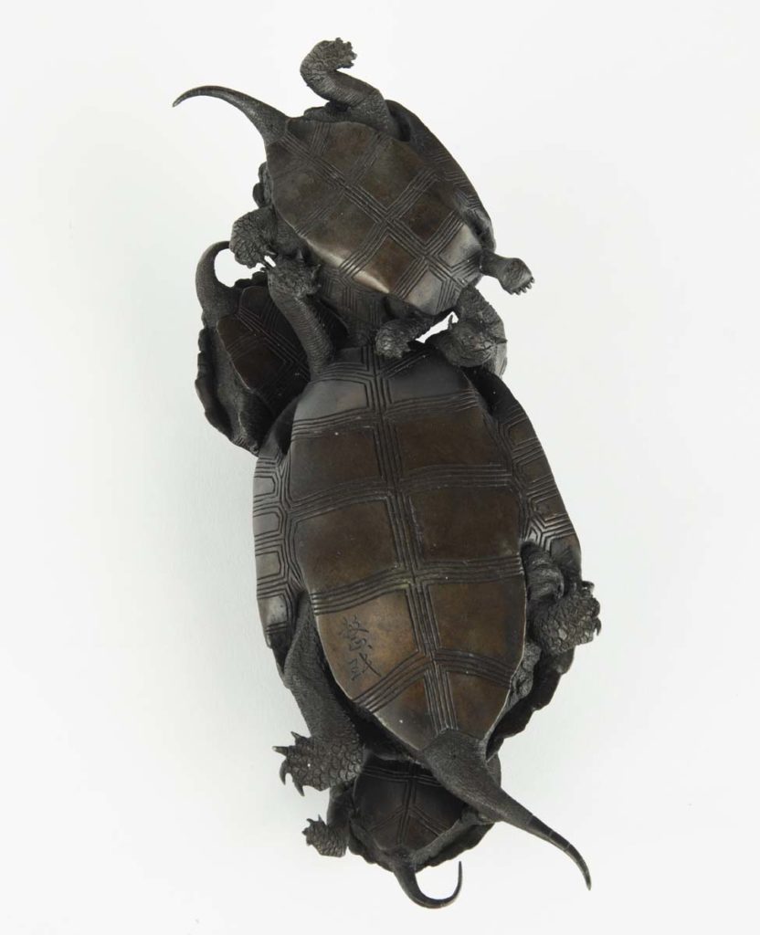 Charming Japanese Bronze Turtle Okimono by Seimin | Steve Sly Japanese Art