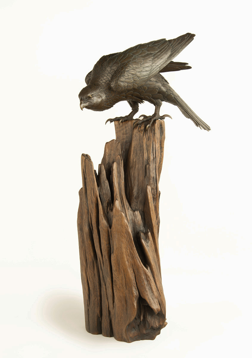 Powerful Japanese Bronze Hawk Okimono by Sano Takachika | Steve Sly ...