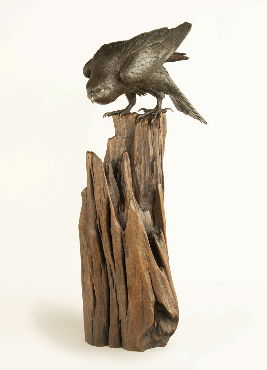 Powerful Japanese Bronze Hawk Okimono by Sano Takachika | Steve Sly ...