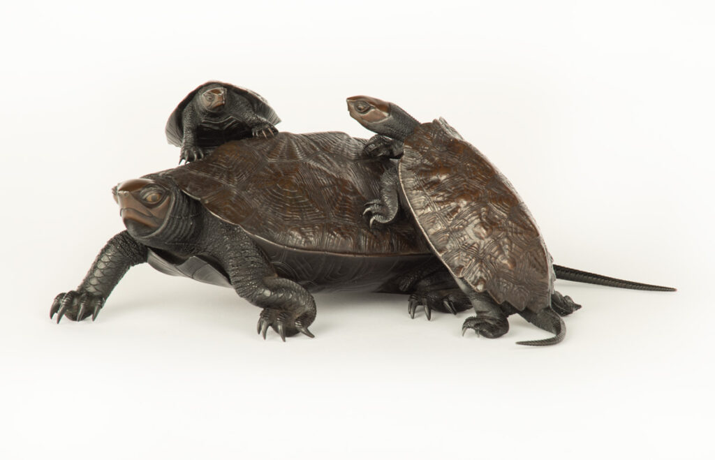 Large Japanese Bronze and Shakudo Okimono Turtles - Jomi Eisuke | Steve ...