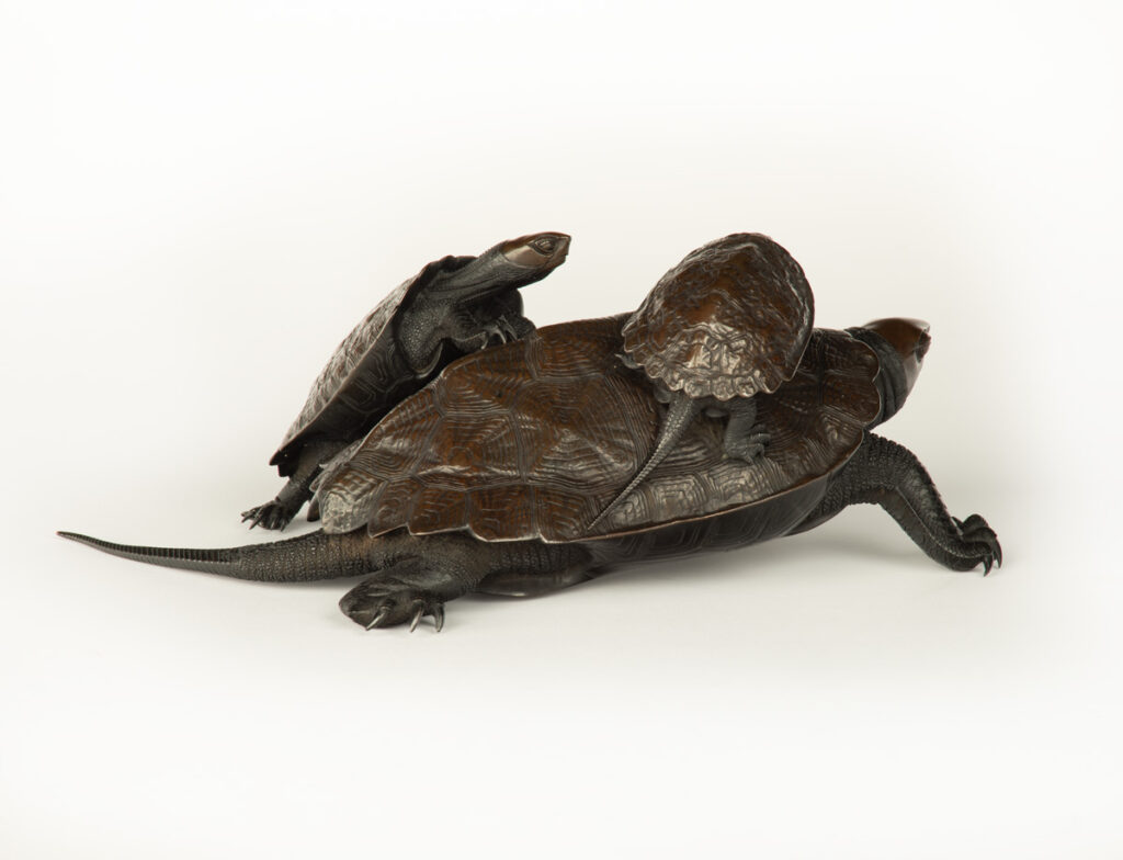 Large Japanese Bronze and Shakudo Okimono Turtles - Jomi Eisuke | Steve ...