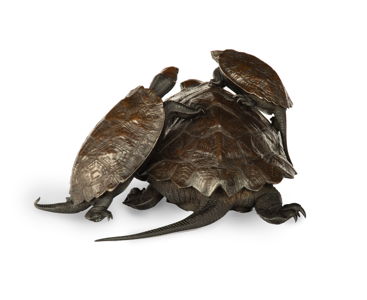 Large Japanese Bronze and Shakudo Okimono Turtles - Jomi Eisuke | Steve ...