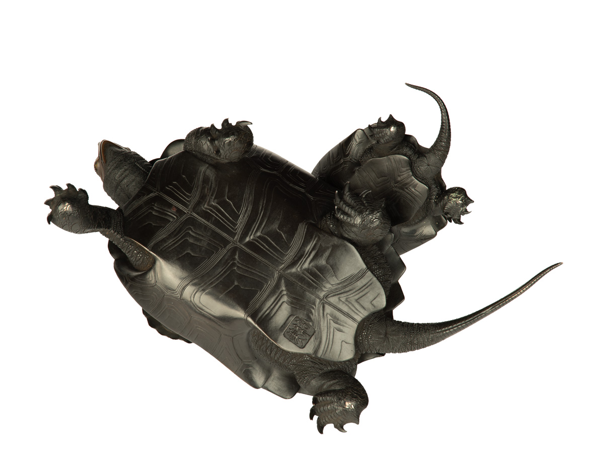 Large Japanese Bronze and Shakudo Okimono Turtles - Jomi Eisuke | Steve ...