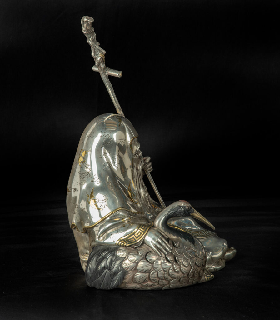 Large Japanese Silver Okimono of Jurojin by Yoshihiro | Steve Sly ...