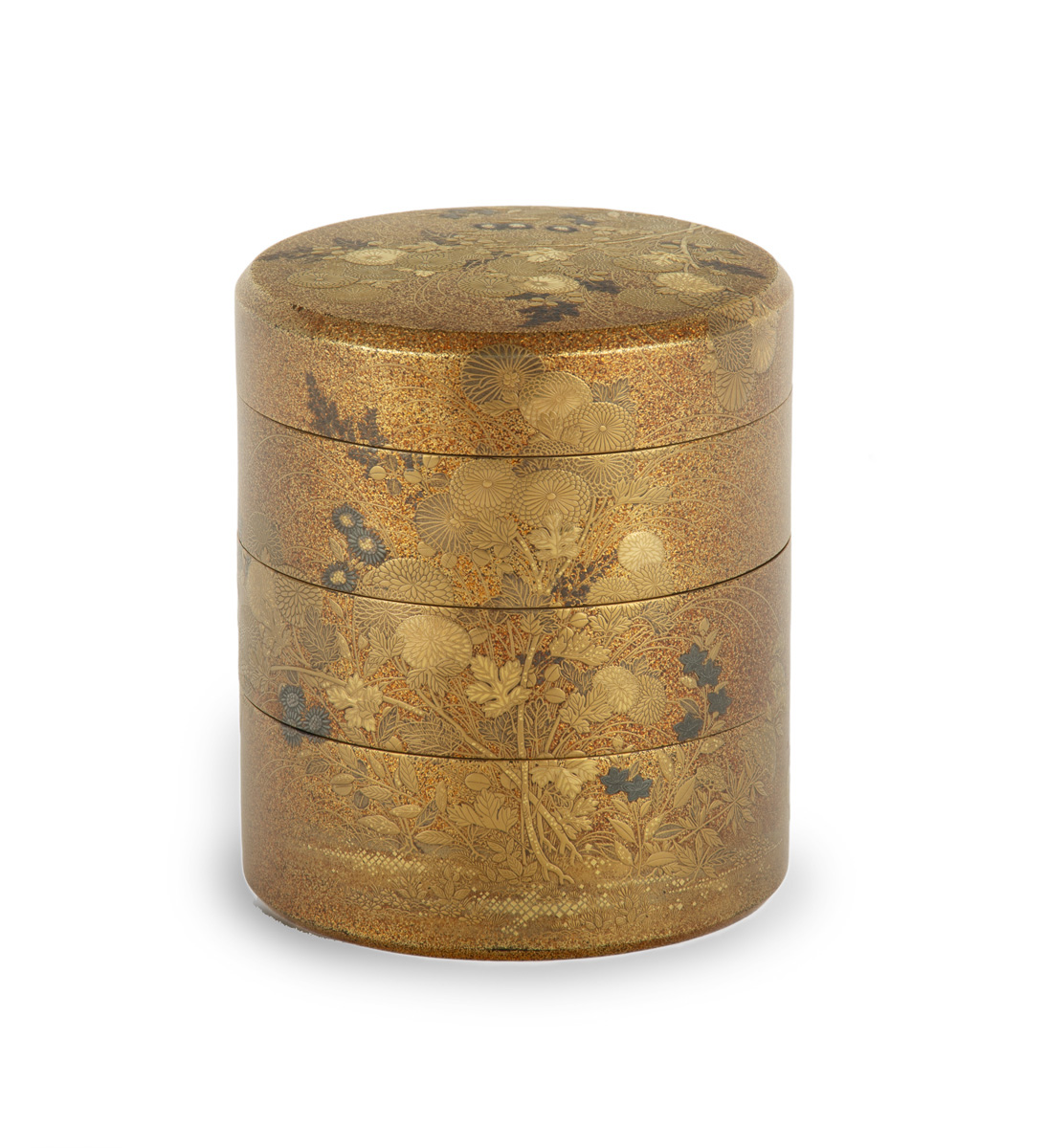 Japanese Gold Lacquer Cylindrical Box - Ju-Kobako | Steve Sly Japanese Art
