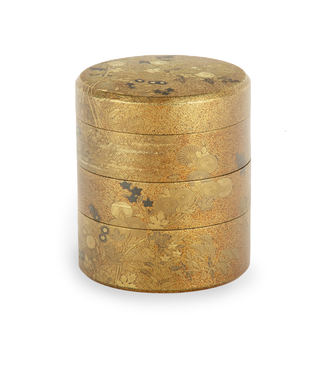 Japanese Gold Lacquer Cylindrical Box - Ju-Kobako | Steve Sly Japanese Art
