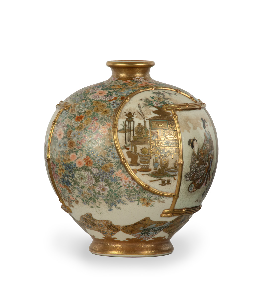 Very Fine Japanese Satsuma Vase by Kinkozan | Steve Sly Japanese Art